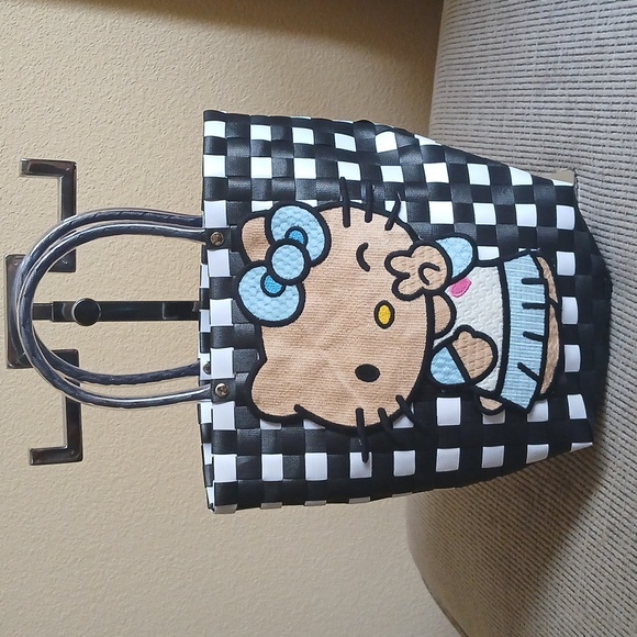 Bags | Hello Kitty Black And White Checkered Tote | Poshmark